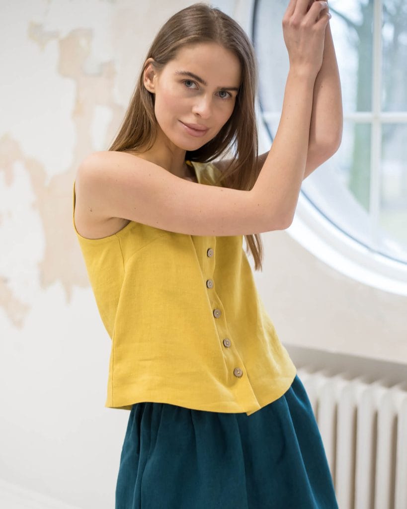 Lininė palaidinė su sagomis / KOKO / Yellow - dustudio